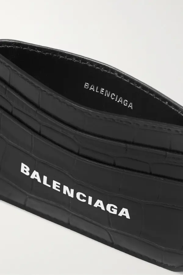 Balenciaga Cash Printed Croc-effect Leather Cardholder