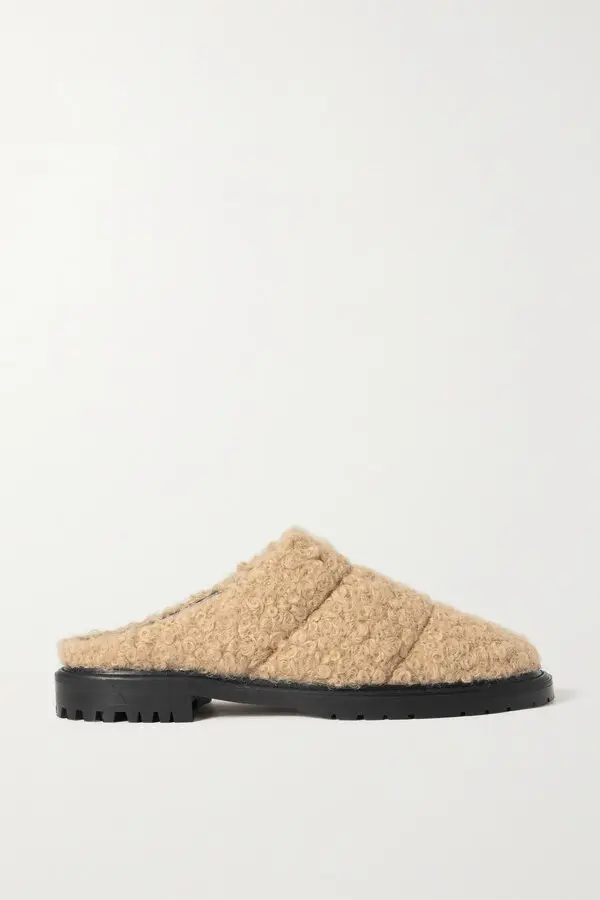 Staud Astro Quilted Faux Shearling Mules