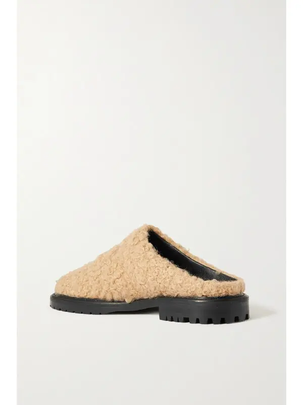 Staud Astro Quilted Faux Shearling Mules
