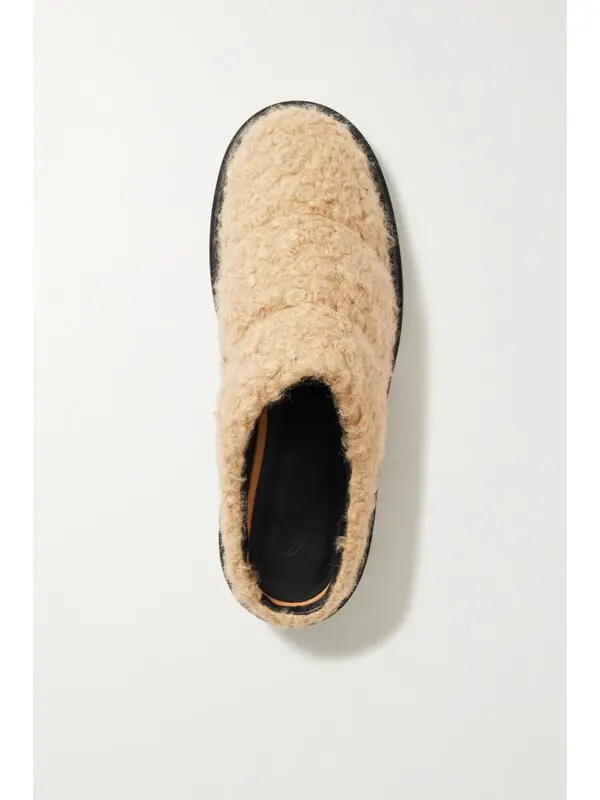 Staud Astro Quilted Faux Shearling Mules