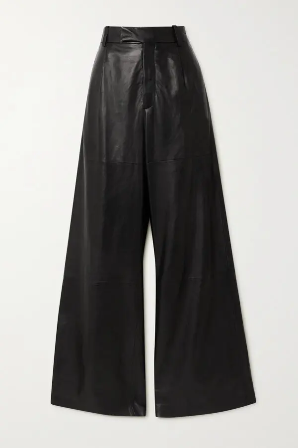 Amiri Pleated Leather Wide-leg Pants
