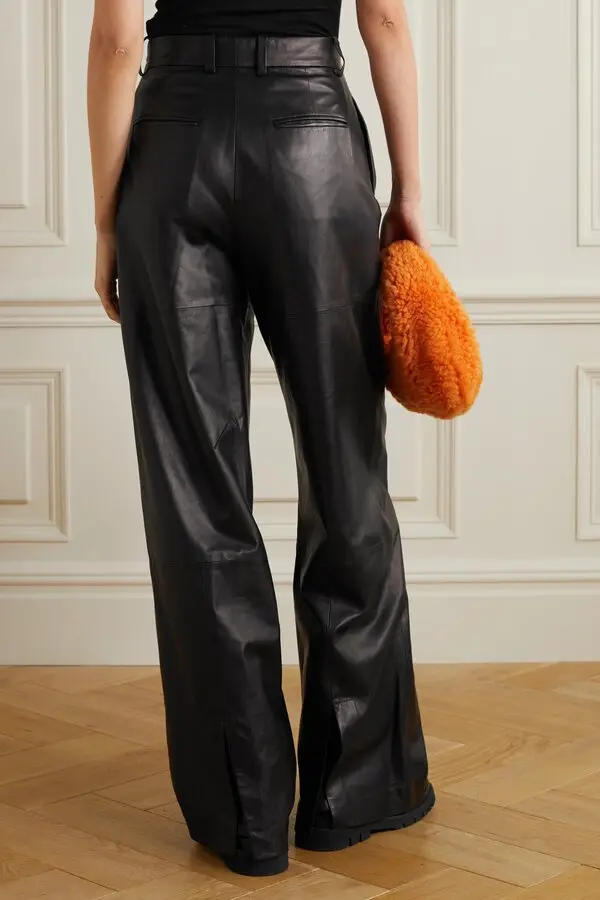 Amiri Pleated Leather Wide-leg Pants
