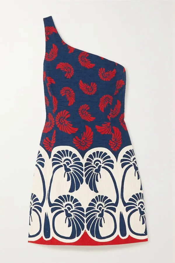 La DoubleJ One-shoulder Printed Mini Dress - Blue