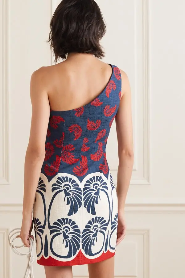 La DoubleJ One-shoulder Printed Mini Dress