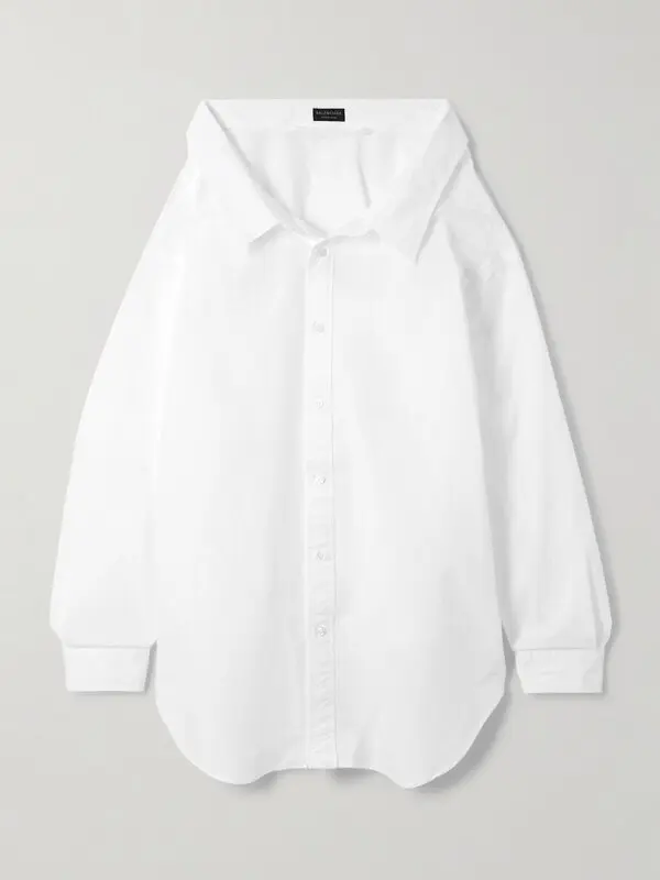 Balenciaga Oversized Off-the-shoulder Cotton Poplin Shirt