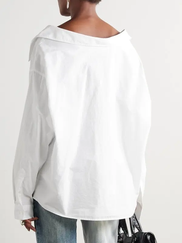 Balenciaga Oversized Off-the-shoulder Cotton Poplin Shirt