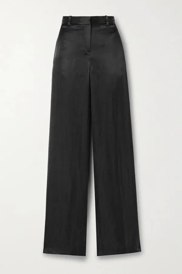 THE ROW Bany Wool-satin Wide-leg Pants