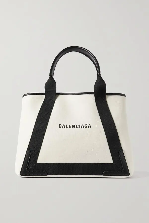 Balenciaga Leather-trimmed Canvas Tote - White