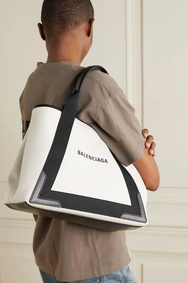 Balenciaga Leather-trimmed Canvas Tote - White