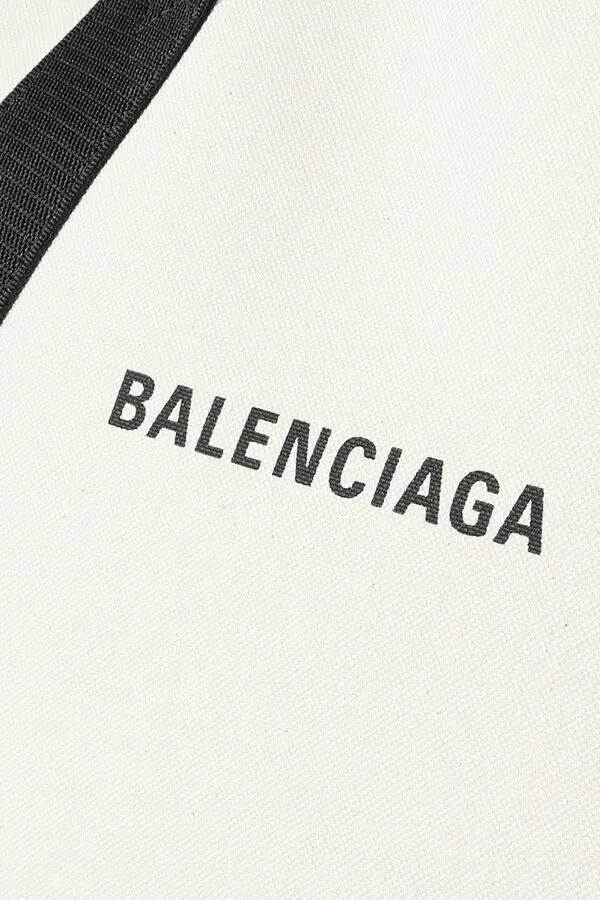 Balenciaga Leather-trimmed Canvas Tote - White