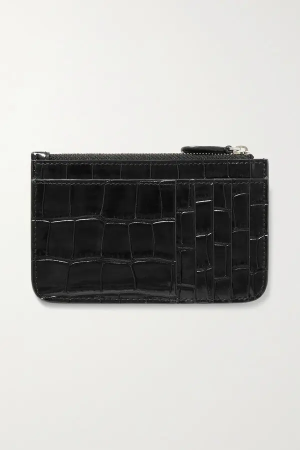Balenciaga Cash Printed Croc-effect Leather Cardholder