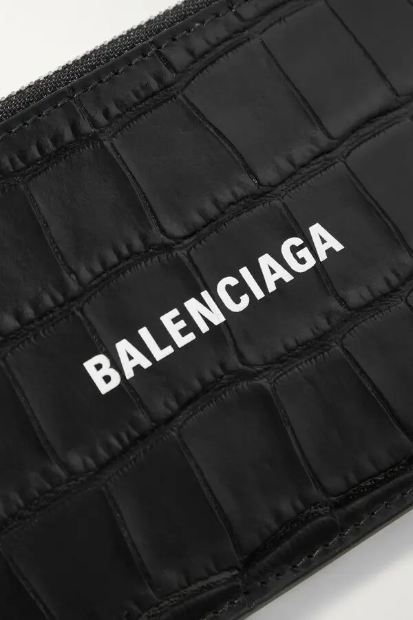 Balenciaga Cash Printed Croc-effect Leather Cardholder