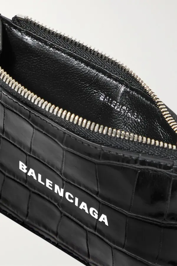 Balenciaga Cash Printed Croc-effect Leather Cardholder