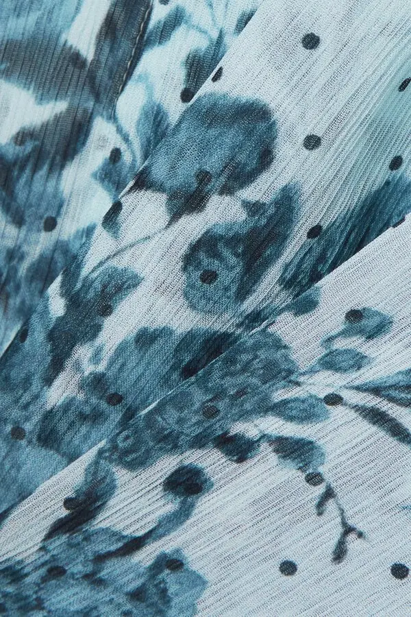 Erdem Ruffled Printed Crepon Blouse