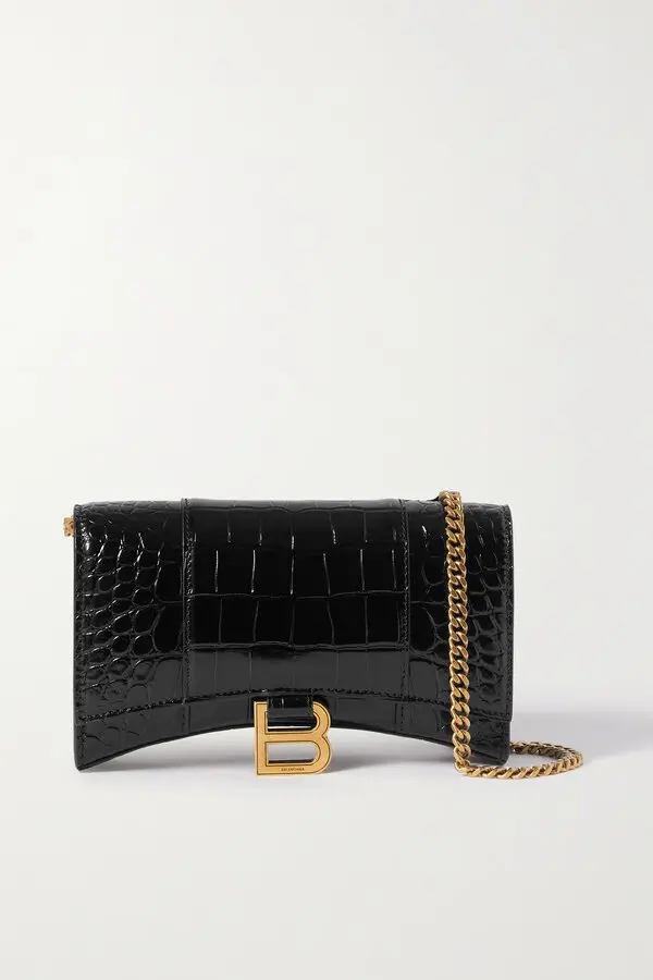 Balenciaga Hourglass Croc-effect Shoulder Bag
