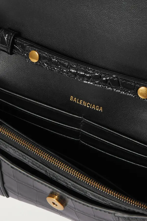 Balenciaga Hourglass Croc-effect Shoulder Bag