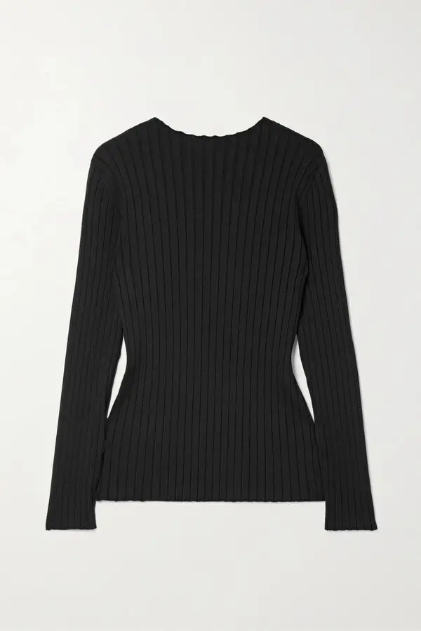 THE ROW Ash Open-back Ribbed Silk Sweater