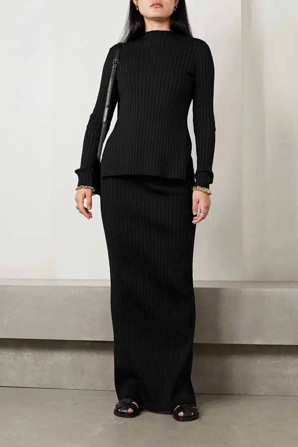 THE ROW Ash Open-back Ribbed Silk Sweater