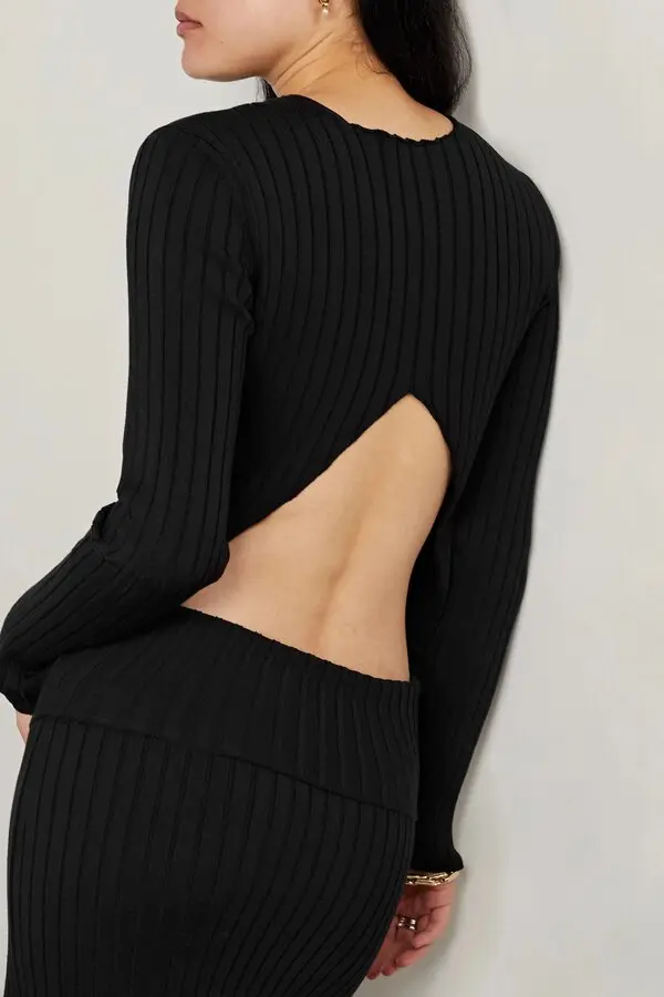 THE ROW Ash Open-back Ribbed Silk Sweater