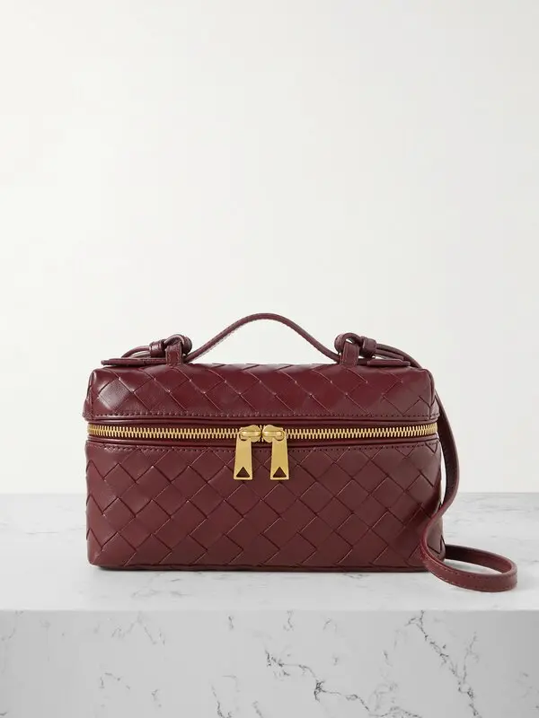 Bottega Veneta Bang Bang Intrecciato Leather Vanity Case - Burgundy