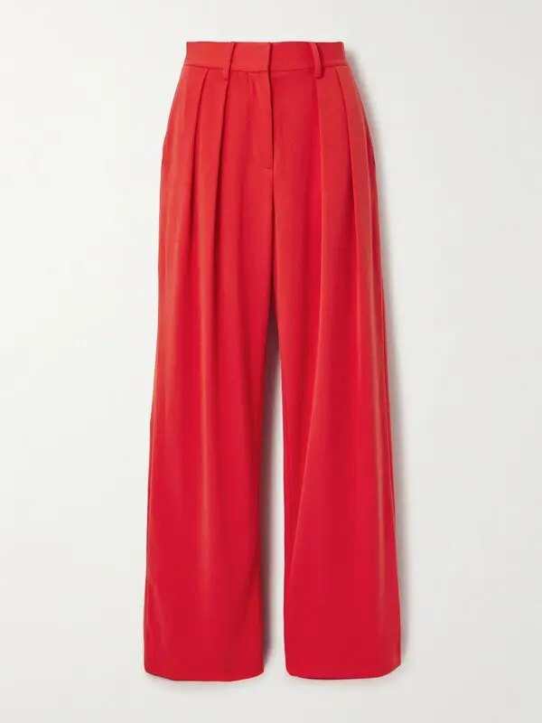 Staud Luisa Pleated Twill Wide-leg Pants