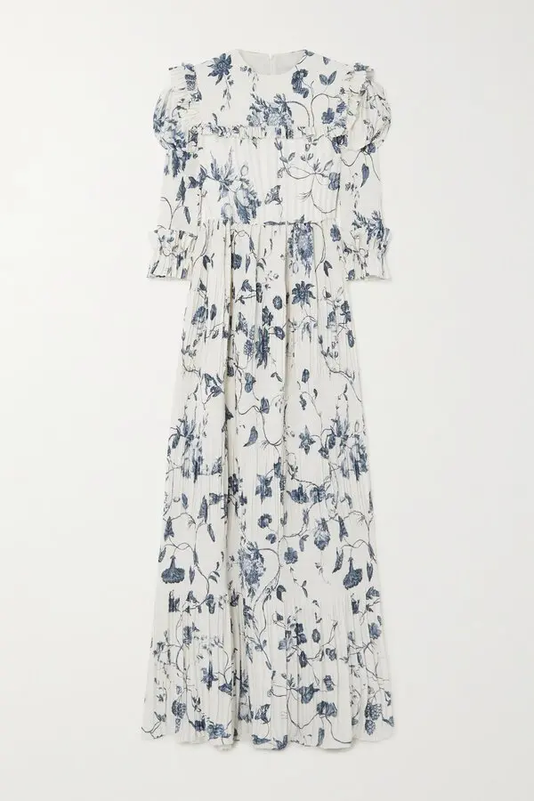 Erdem Floral-print Chiffon Gown - White