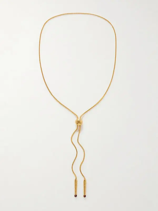 JACQUES MARIE MAGE Erin Wasson -plated Tigers Eye Slider Necklace - Gold
