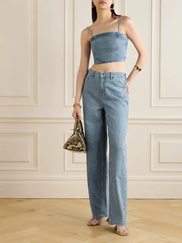 ROTATE BY BIRGER CHRISTENSEN Cropped Sequined Top