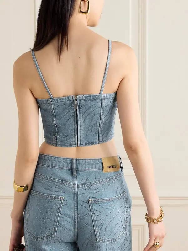 ROTATE BY BIRGER CHRISTENSEN Cropped Sequined Top