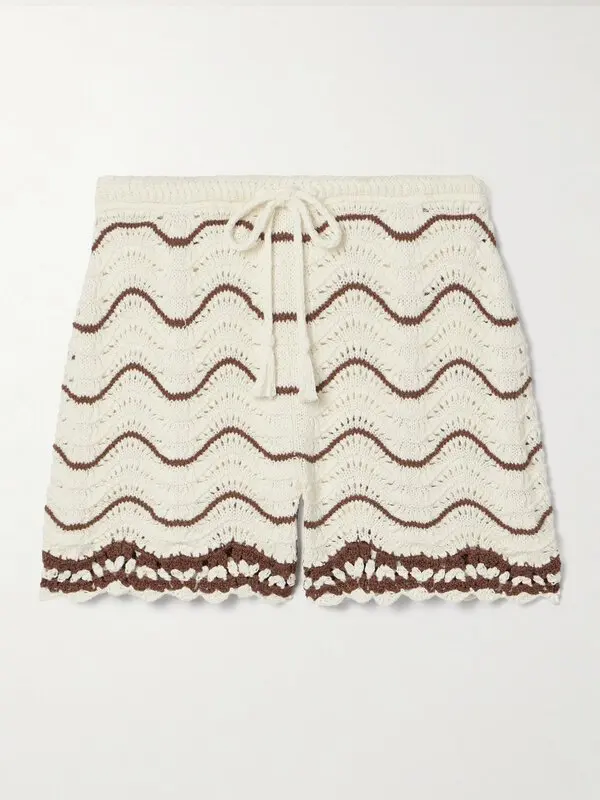 Cara Cara Aicha Striped Cotton Knit Shorts - Brown