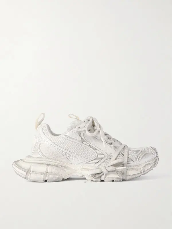 Balenciaga 3xl Distressed Mesh And Rubber Trainers - White