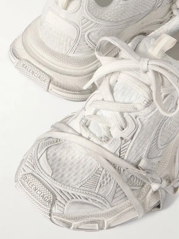 Balenciaga 3xl Distressed Mesh And Rubber Trainers - White