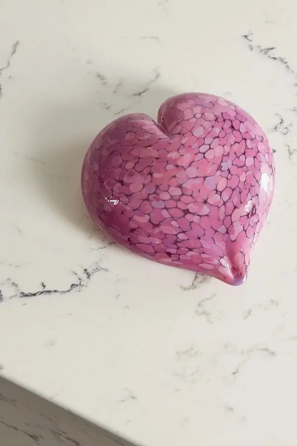 Vanderohe Curio Net Sustain Heart Glass Ornament - Pink