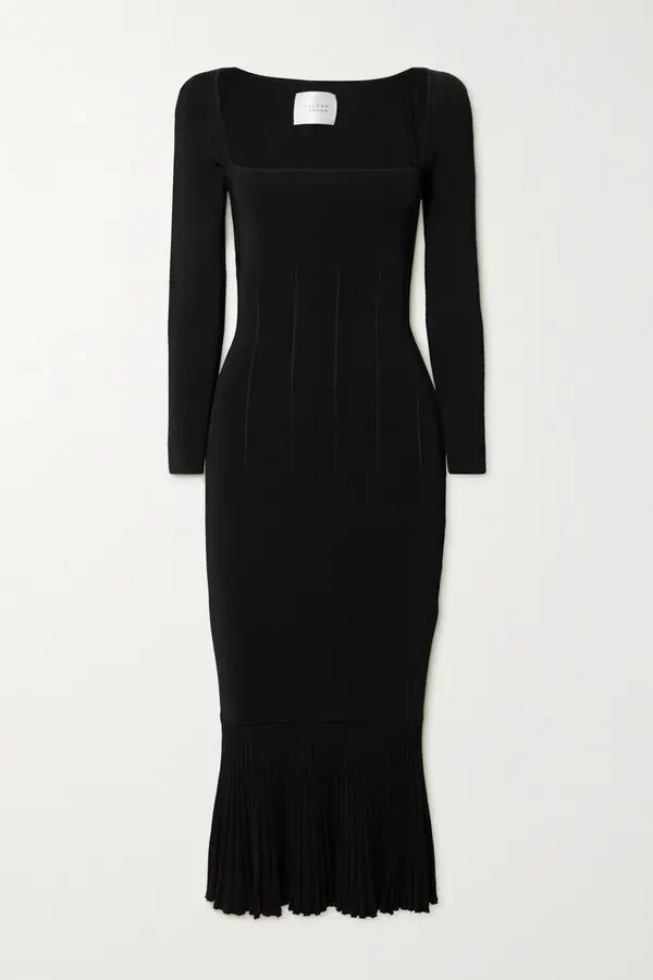 Galvan Atalanta Ribbed-knit Midi Dress