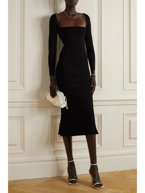 Galvan Atalanta Ribbed-knit Midi Dress