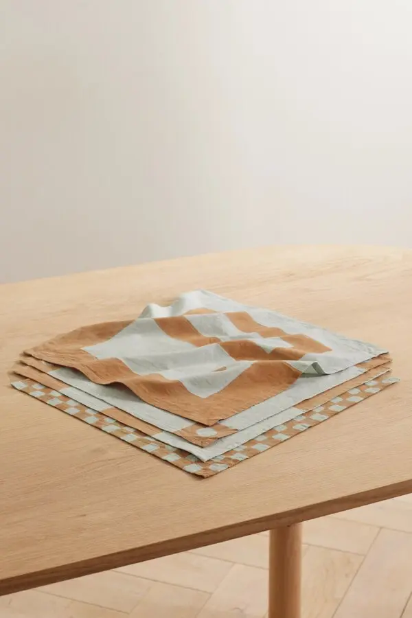 LRNCE Bodha Printed Cotton Napkins - Blue