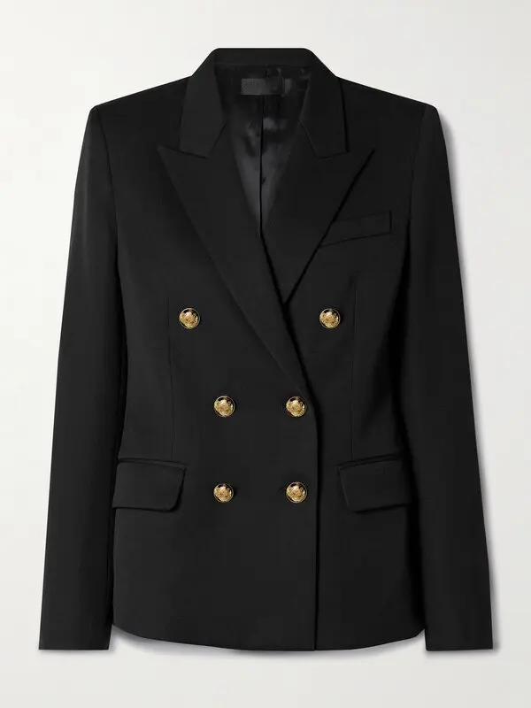 NILI LOTAN Vira Double-breasted Wool-twill Blazer