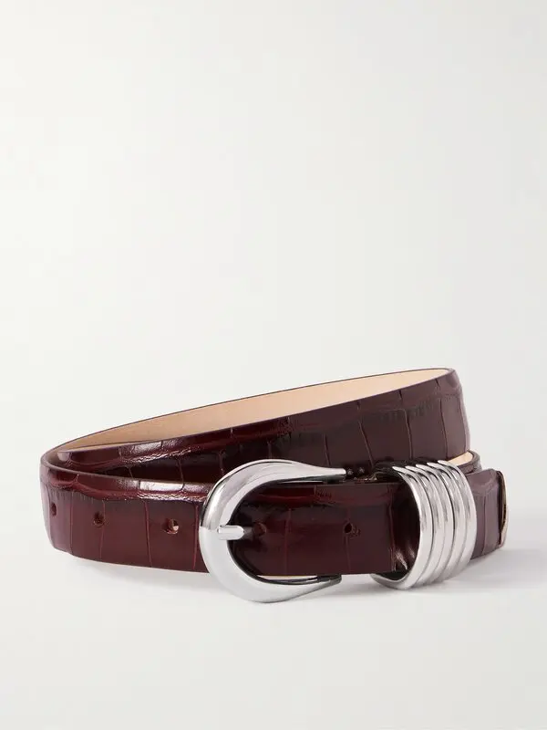 DEHANCHE Hollyhock Croc-effect Leather Belt - Burgundy