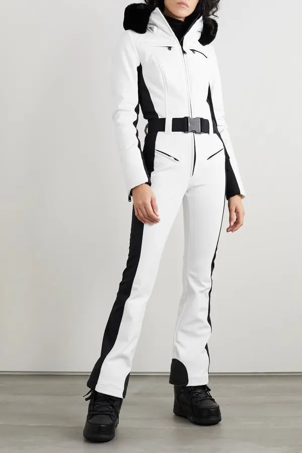 Goldbergh Parry Belted Hooded Plush-trimmed Ski Suit - White