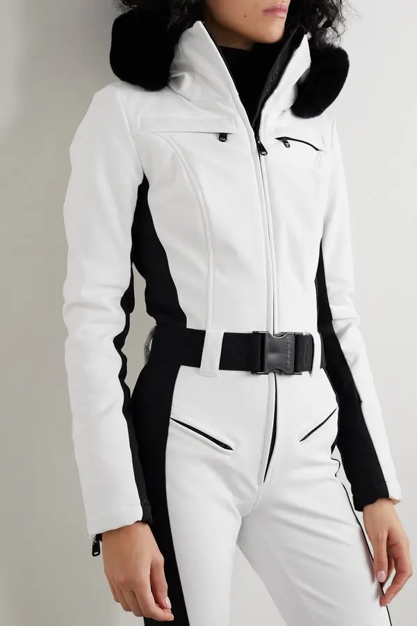 Goldbergh Parry Belted Hooded Plush-trimmed Ski Suit - White