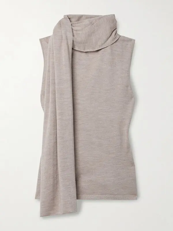 Magda Butrym Draped Wool, Silk And Cashmere-blend Tank - Neutrals