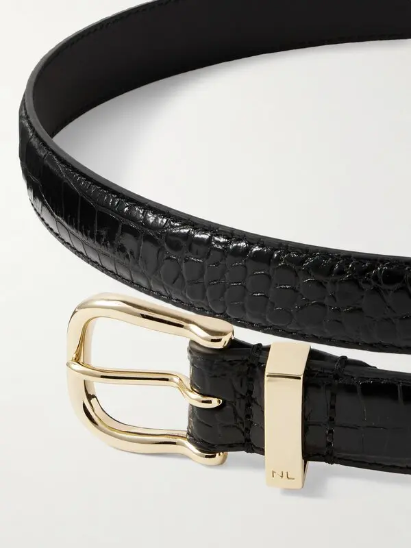NILI LOTAN Louise Croc-effect Leather Belt