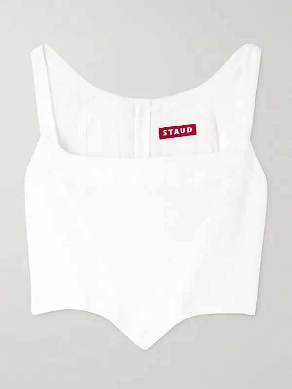 Staud Vaga Linen Corset Top - White