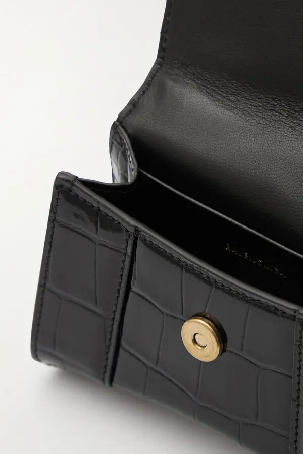 Balenciaga Hourglass Mini Croc-effect Tote - Black