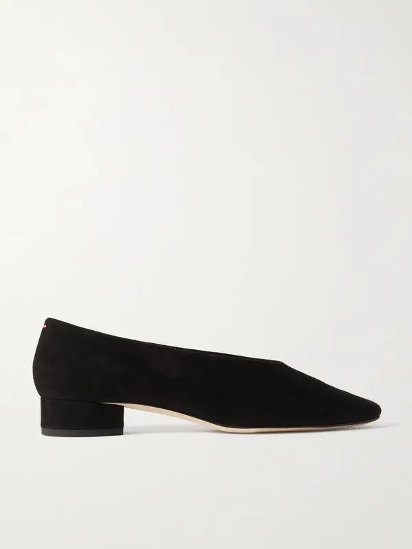 AeydĒ Delia Suede Block Heel Pumps - Black