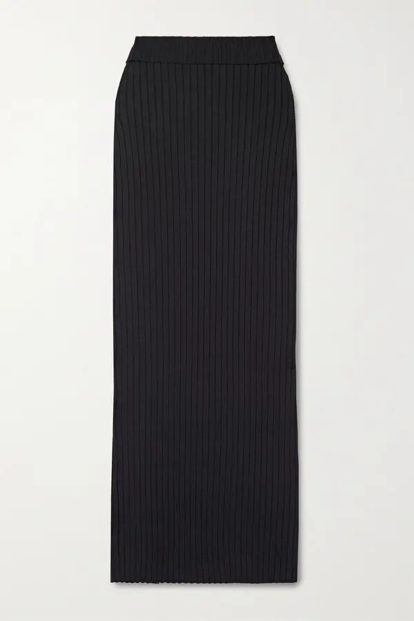 THE ROW Moss Ribbed Silk Maxi Skirt