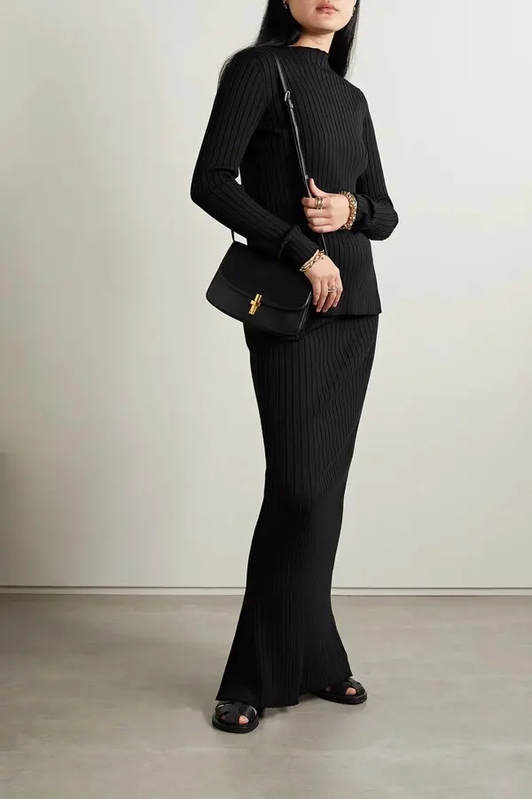 THE ROW Moss Ribbed Silk Maxi Skirt