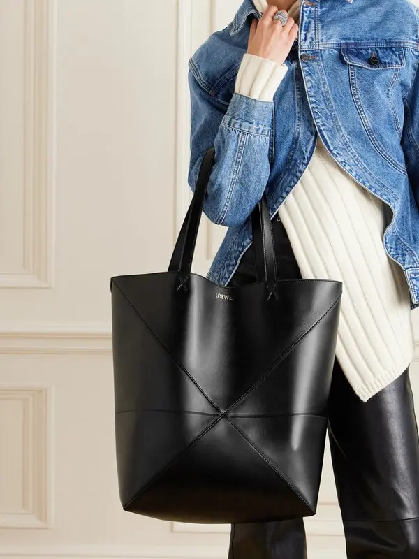 Loewe Puzzle Fold Large Leather Tote - Black