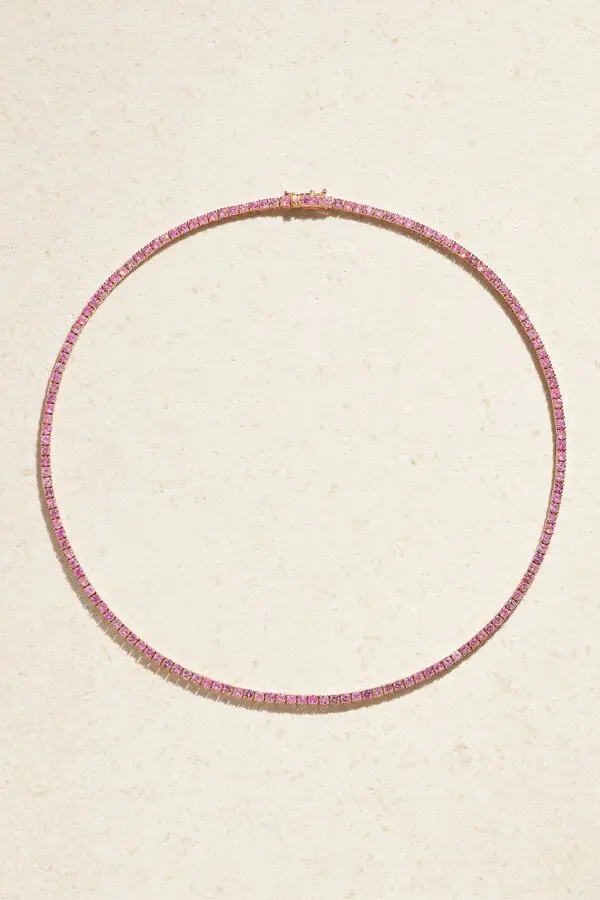 ROXANNE FIRST 14-karat Sapphire Tennis Necklace - Gold