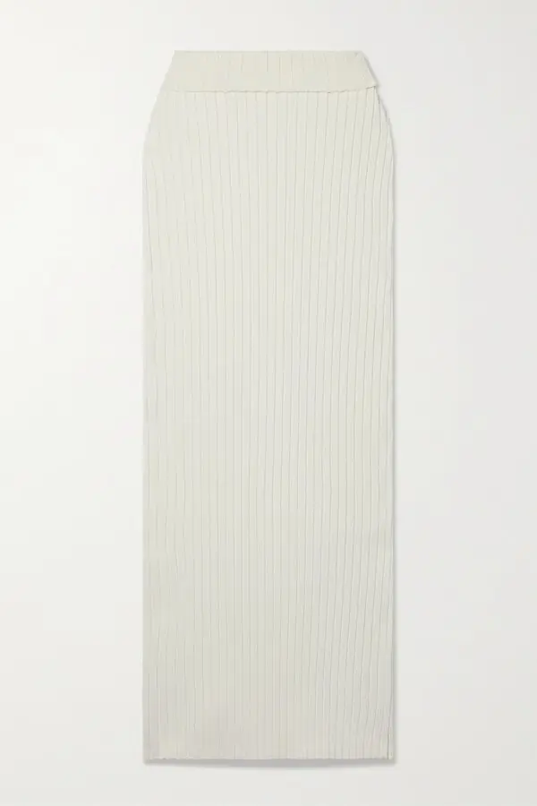 THE ROW Moss Ribbed Silk Maxi Skirt